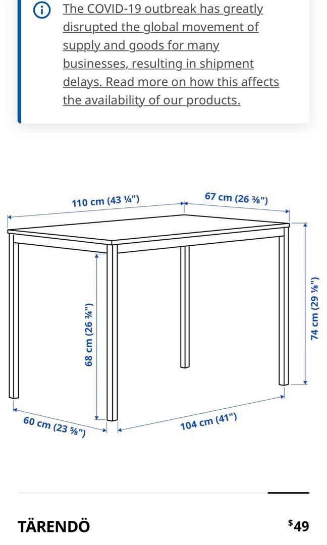 IKEA Tarendo Black Table black, 43 1/4x26 3/8 " (110x67 cm), Furniture ...