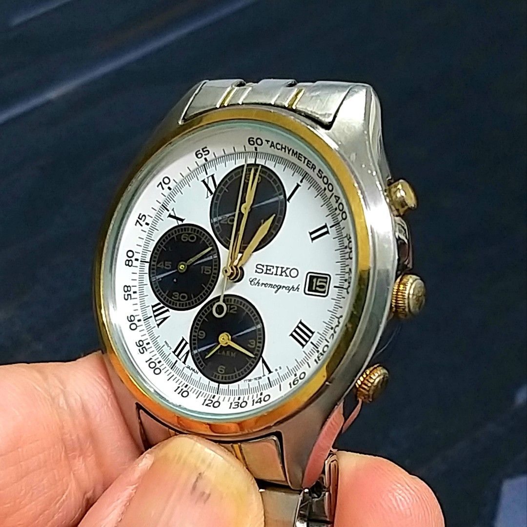 Jam tangan SEIKO CHRONOGRAPH Two Tone 5 tombol ORIGINAL, Fesyen Pria ...