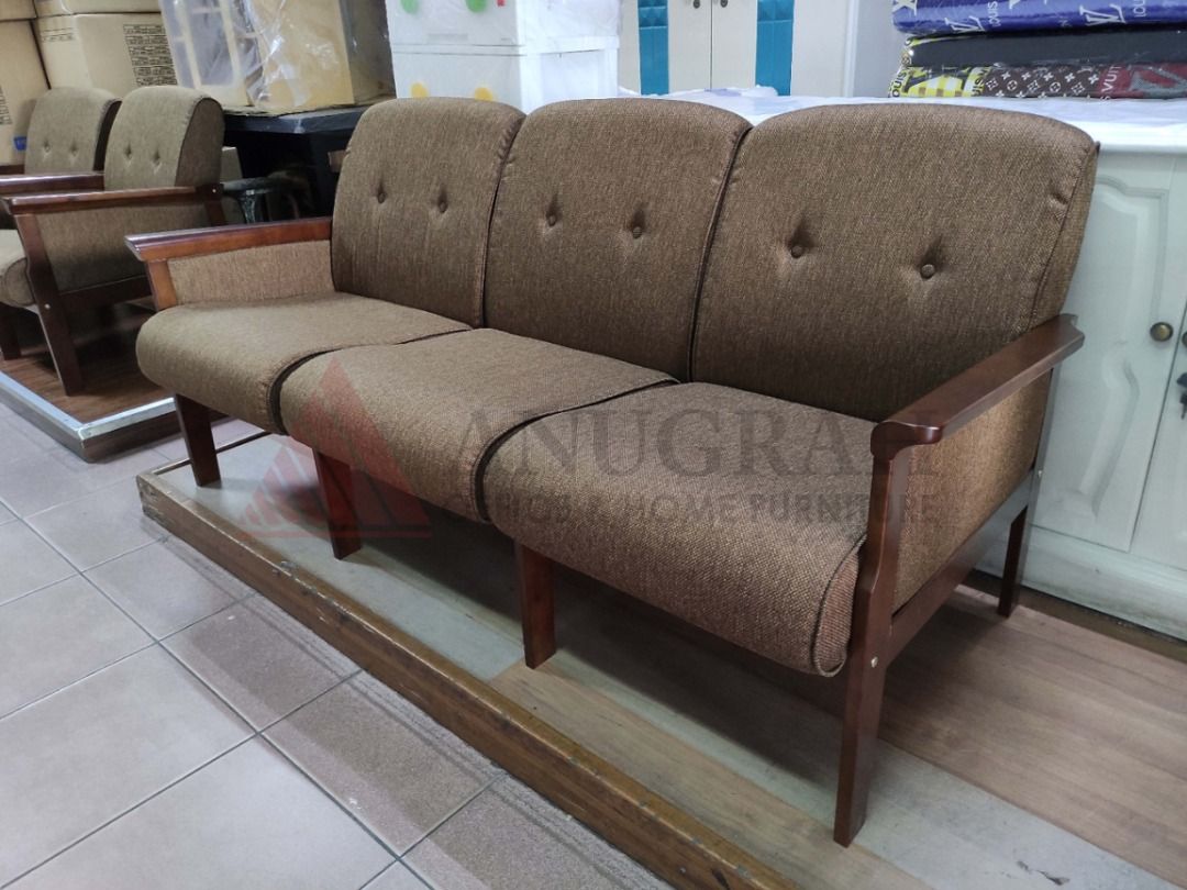 Kursi tamu kayu asli 1 set Ivory Ligna Sofa kayu Sofa set sofa ...