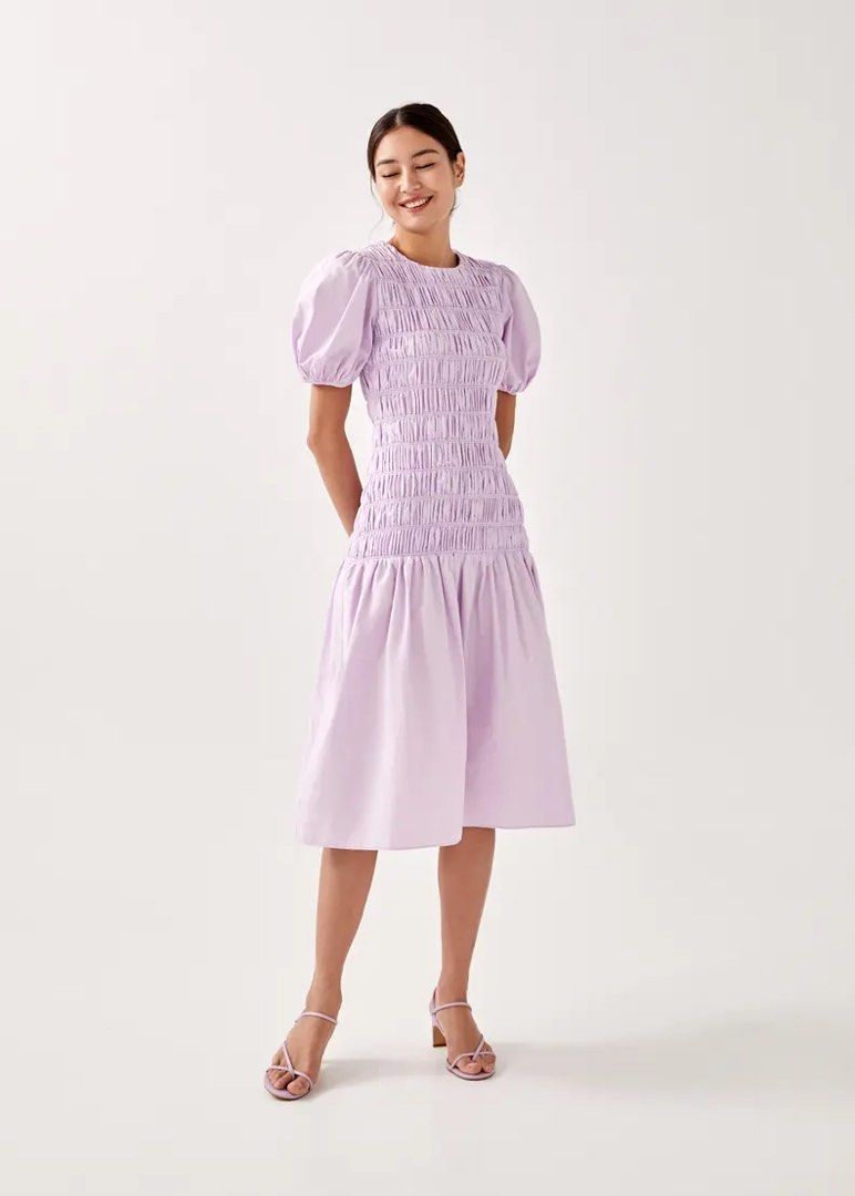 LB Gemira Smocked Puff Sleeve Midi Dress, Women's Fashion, Dresses ...