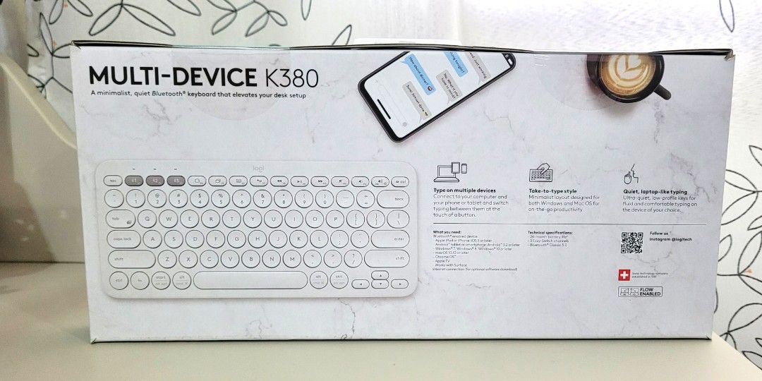 Logitech K380 Multi-device Bluetooth Keyboard - Off white, Computers ...