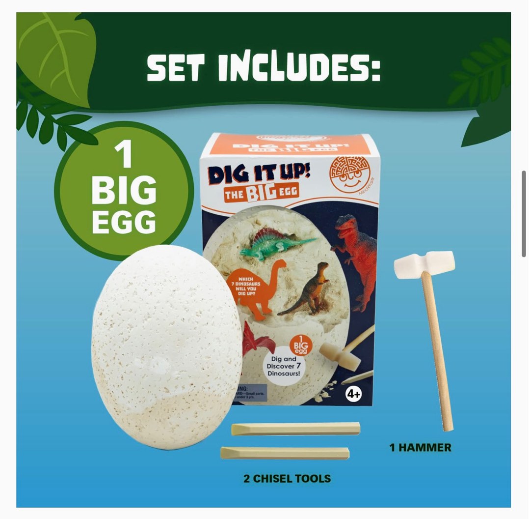 MindWare Dig It Up, The Big Egg Dinosaur Excavation Kit, Hobbies & Toys ...