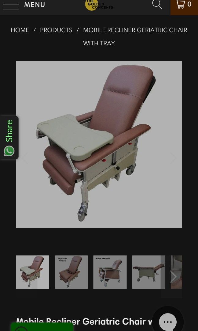 Mobile Recliner Geriatric Chair with Tray, Health & Nutrition ...