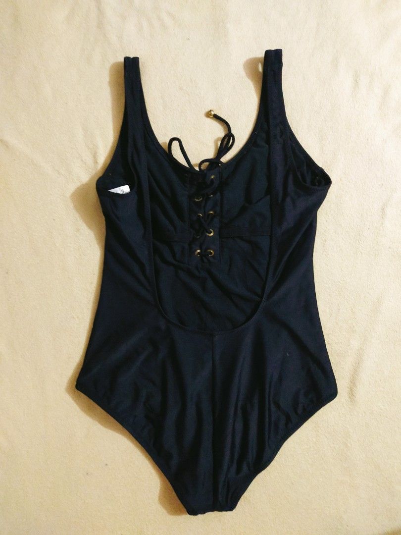 MOSSIMO LACE FRONT BLACK ONE PIECE SWIMSUIT, Women's Fashion, Swimwear ...
