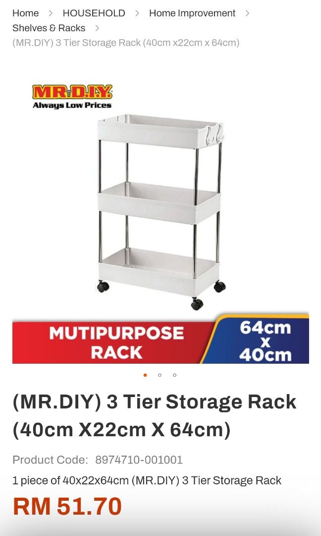 MR DIY STORAGE RACK 4 TIER NEW, Furniture & Home Living, Kitchenware ...