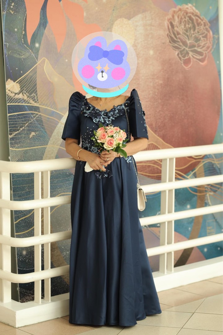 Navy blue filipiniana gown, Women's Fashion, Dresses & Sets, Evening ...