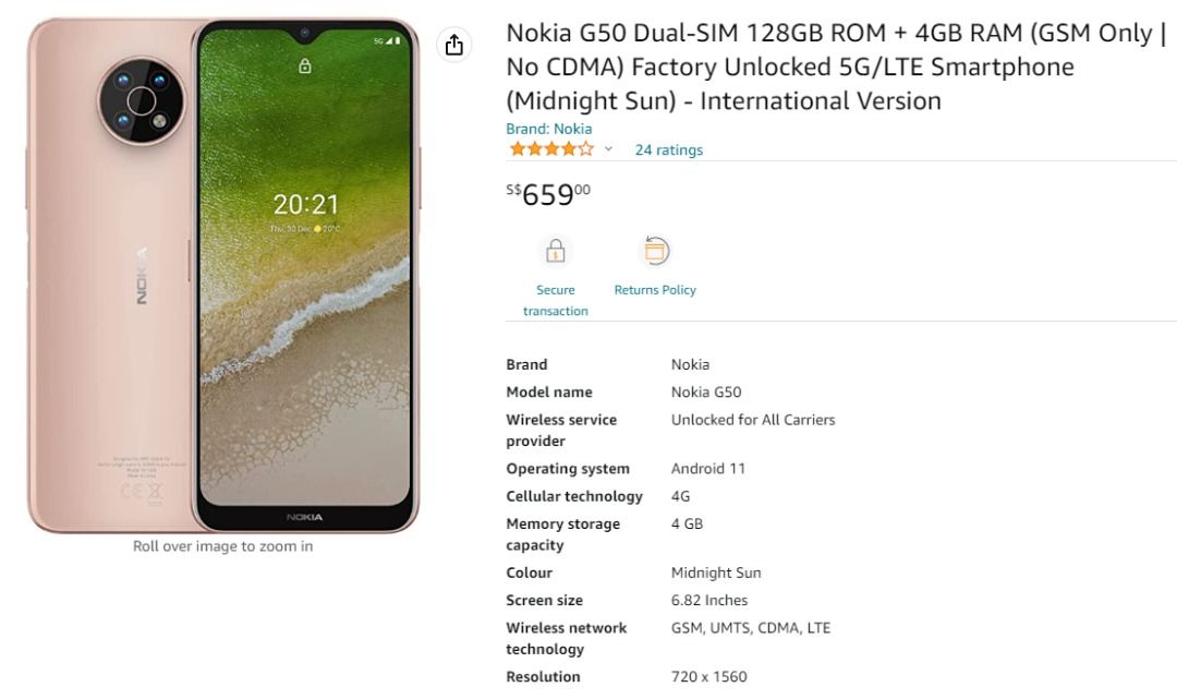 Nokia G50 Midnight Sun 4 x 128gb, Mobile Phones & Gadgets, Mobile ...