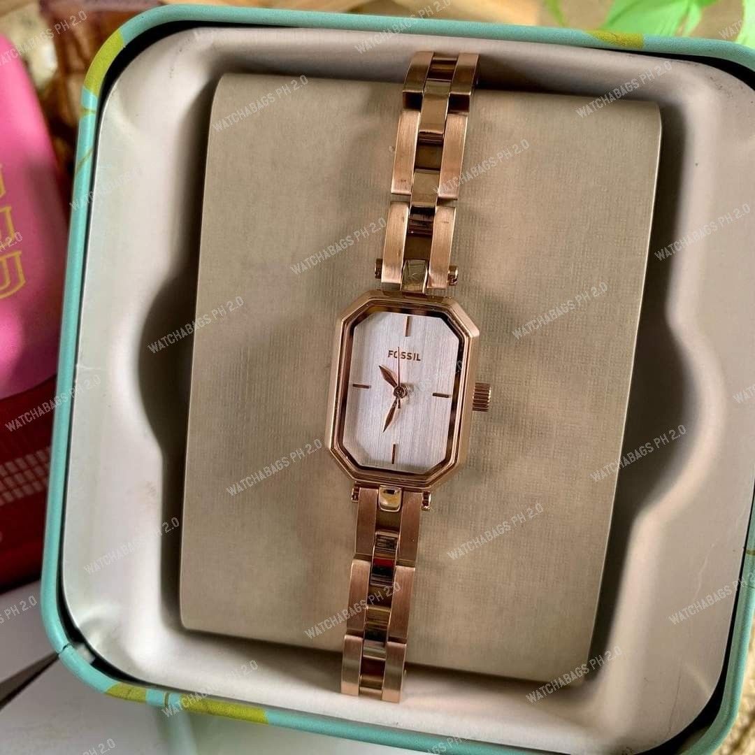 Original Fossil Audelia Three-Hand Rose Gold-Tone Stainless Steel Watch ...