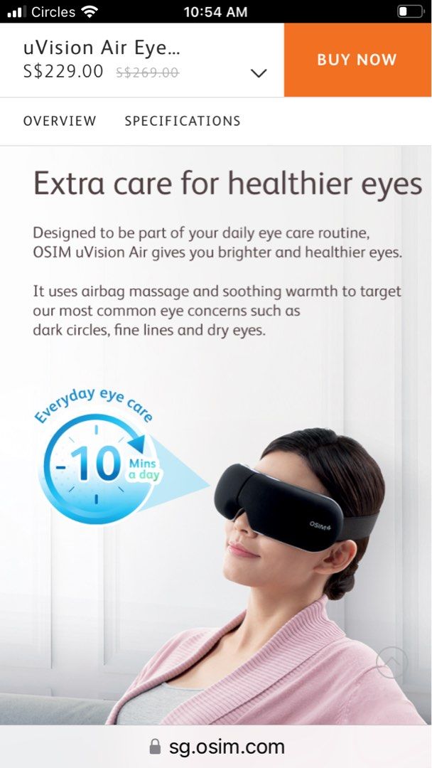 OSIM uVision Air Eye Massager, Health & Nutrition, Massage Devices on ...