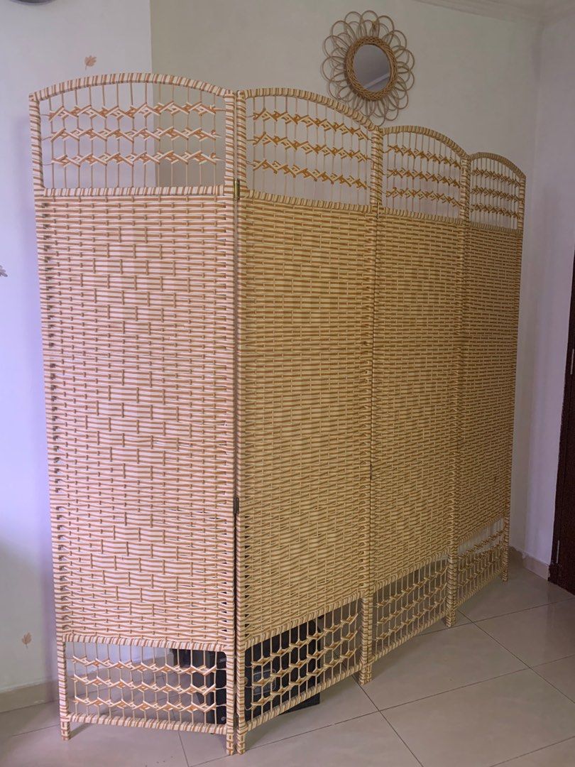 Partition stand divider rattan cane, Furniture & Home Living, Furniture ...