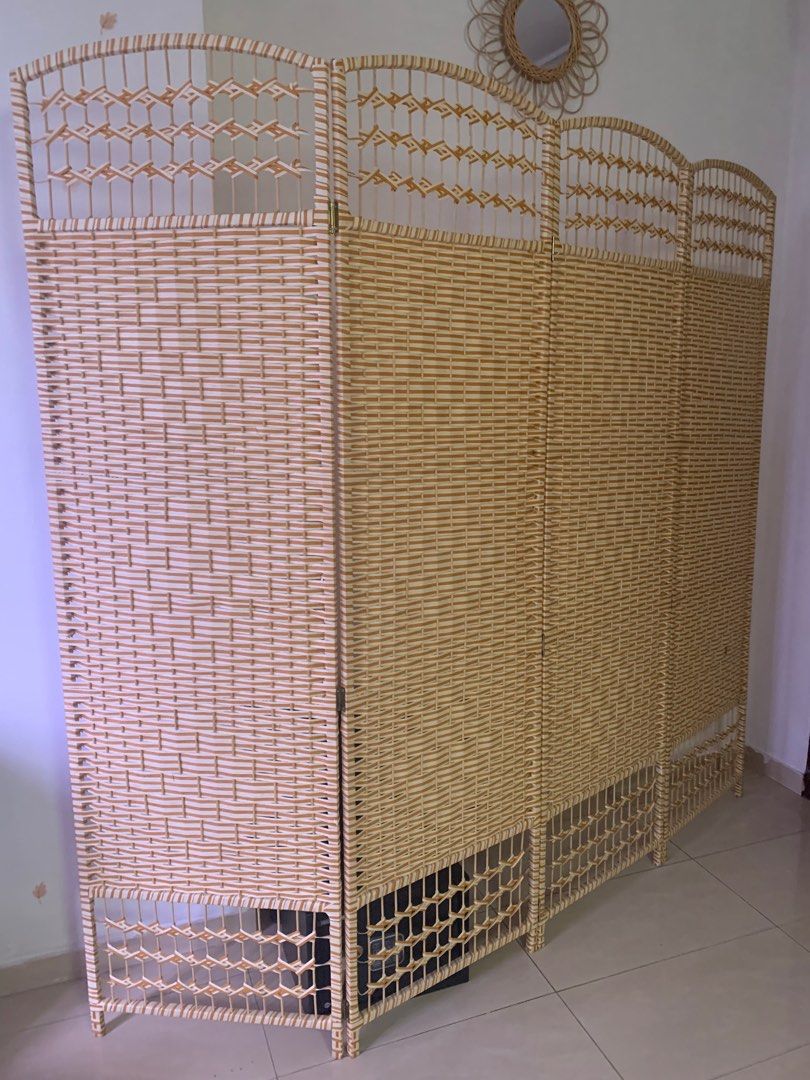 Partition stand divider rattan cane, Furniture & Home Living, Furniture ...