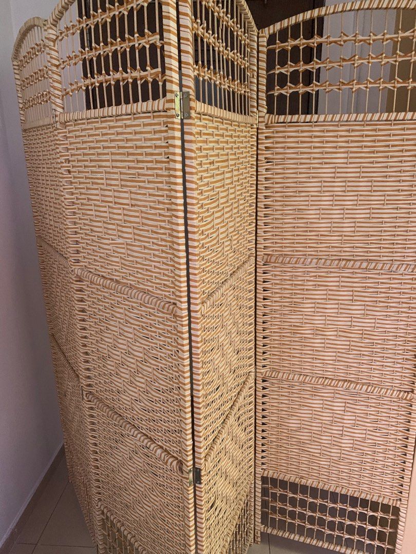 Partition stand divider rattan cane, Furniture & Home Living, Furniture ...