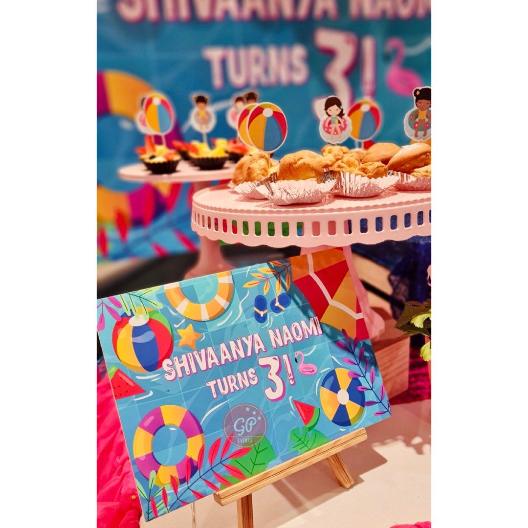 Pool Party Theme Dessert Table Decor Set Up, Lifestyle Services, Event ...