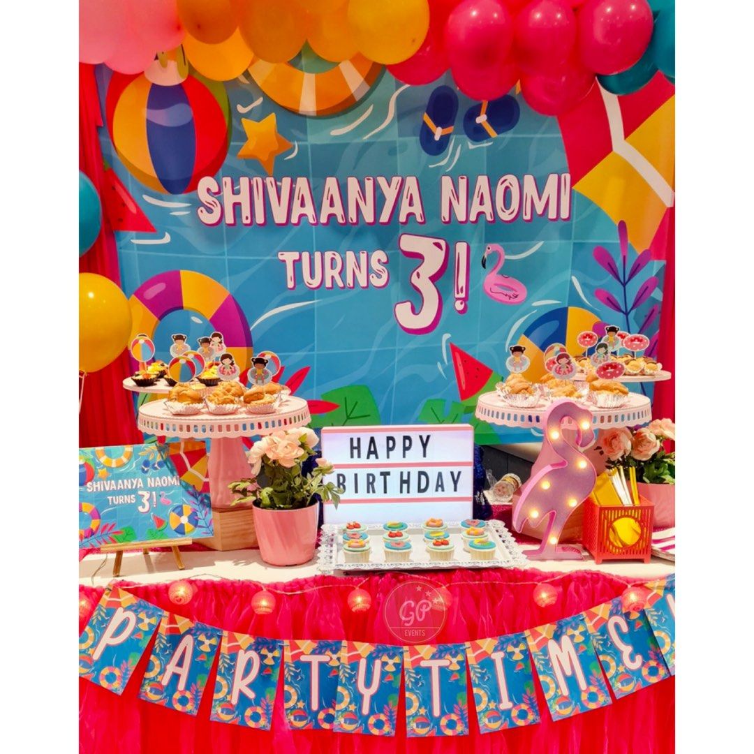 Pool Party Theme Dessert Table Decor Set Up, Lifestyle Services, Event ...