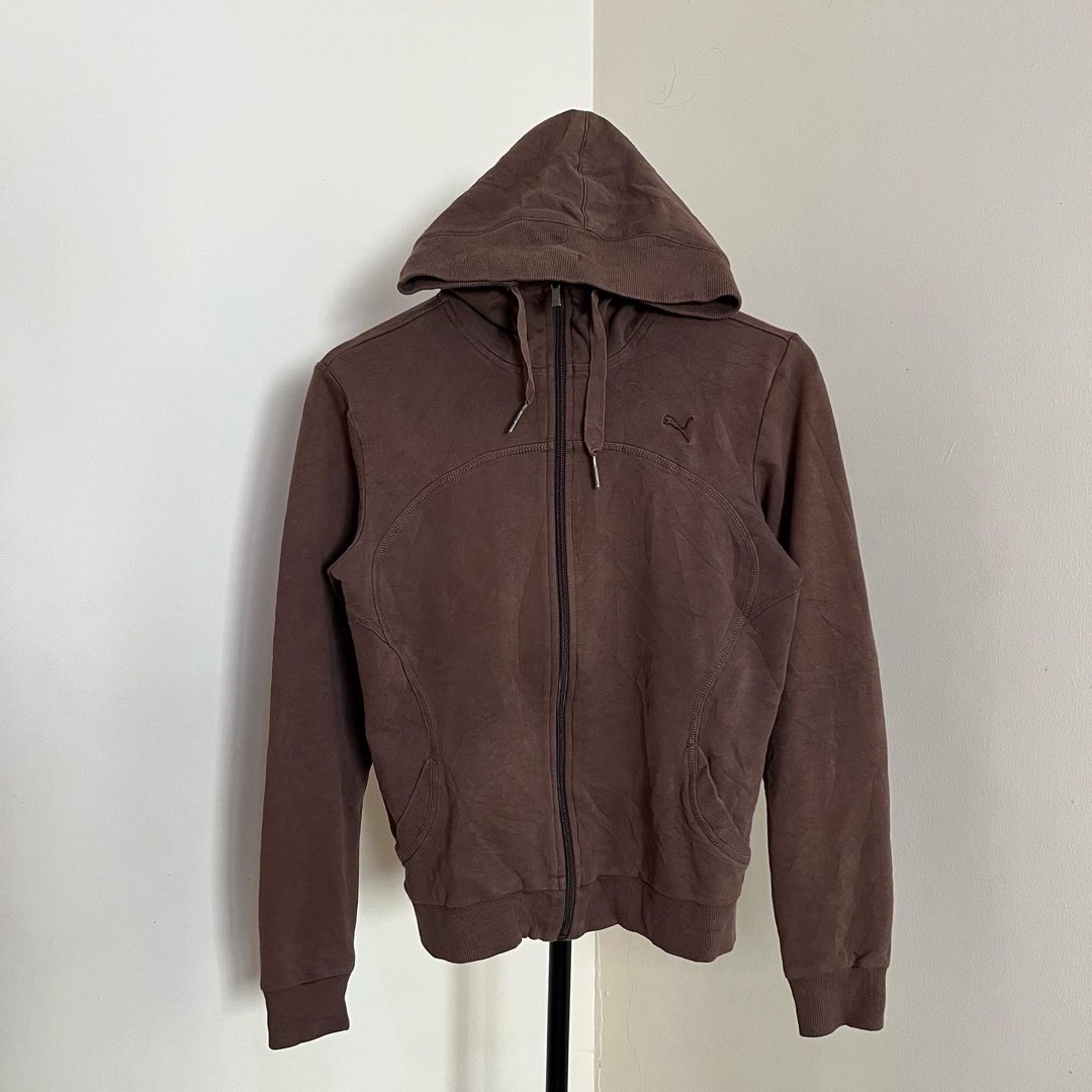 Puma Brown Hoodie Jacket, Women's Fashion, Coats, Jackets and Outerwear ...