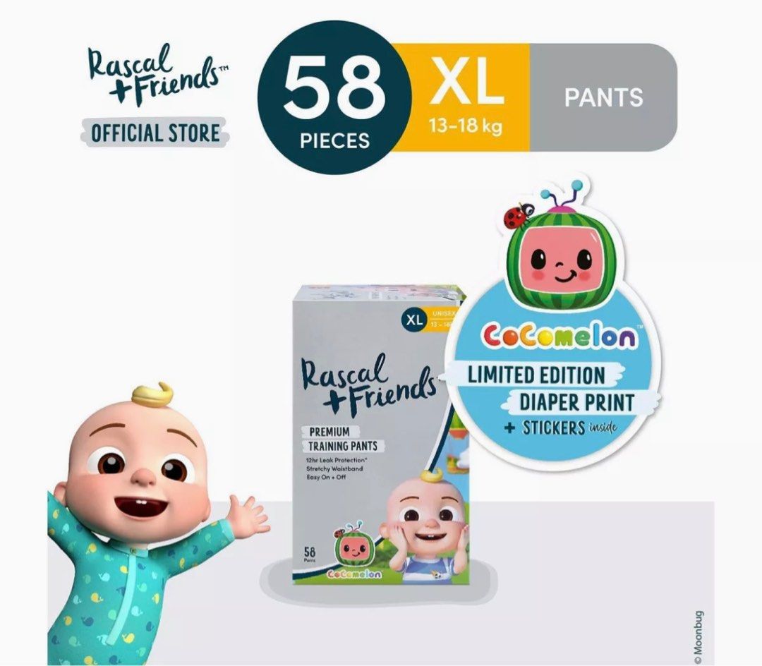 Rascal & Friends Cocomelon pull up pants - XL, Babies & Kids, Bathing ...