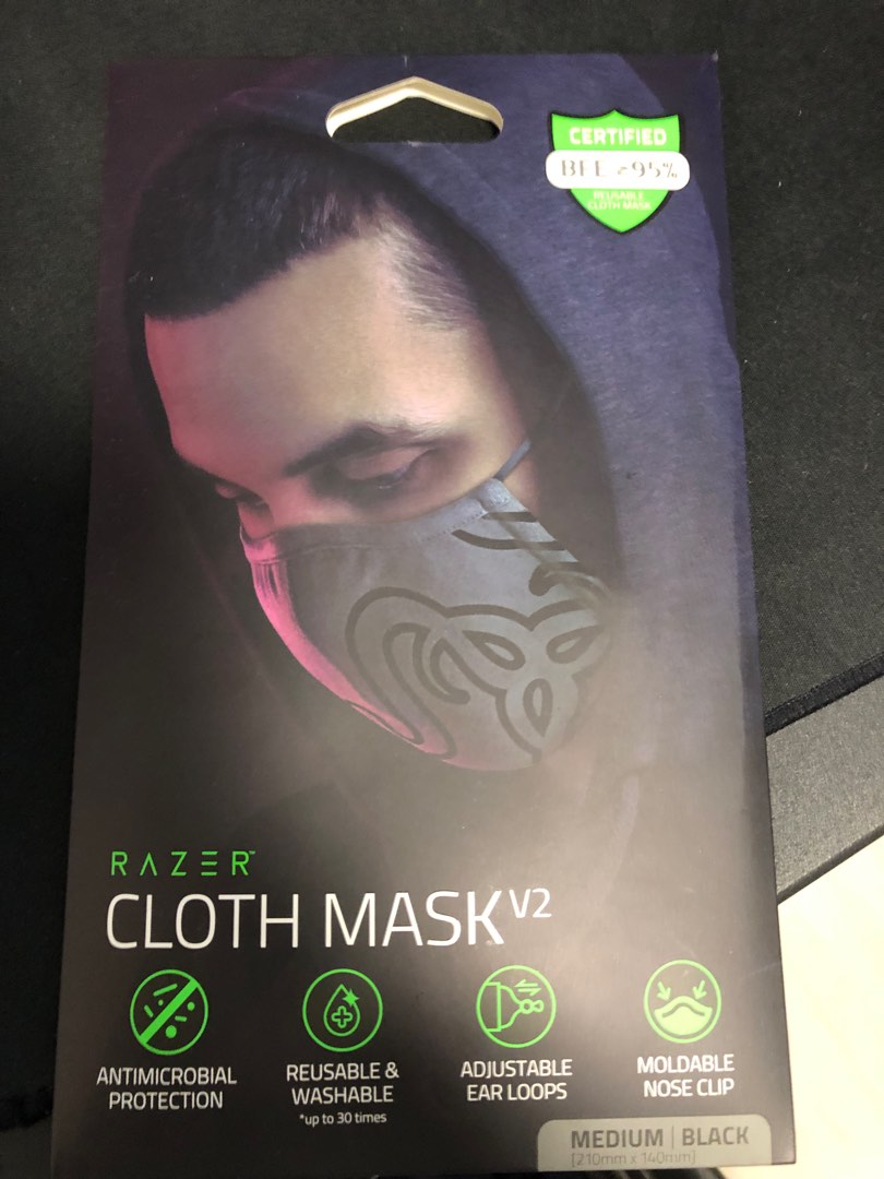Razer mask v2 black, Health & Nutrition, Face Masks & Face Shields on ...