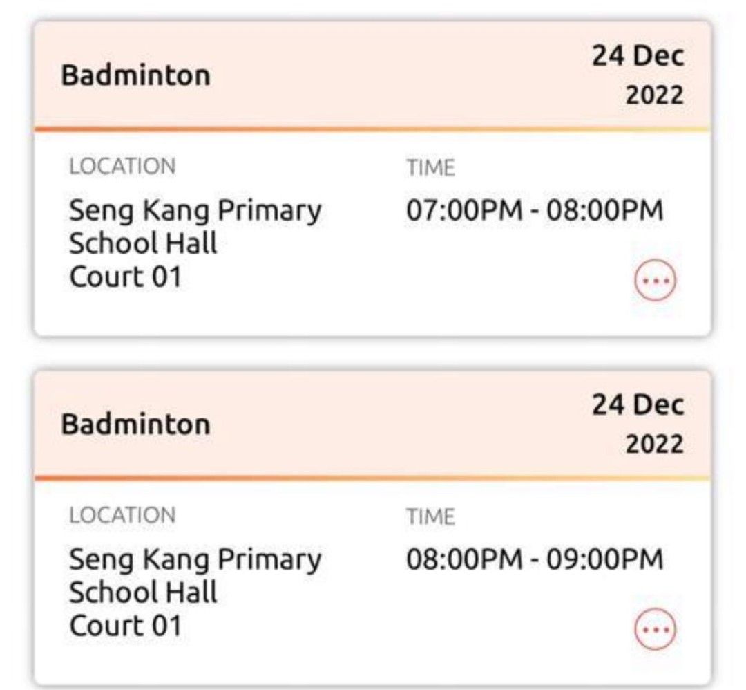 Seng Kang badminton court (24Dec 2022)(7-9pm), Sports Equipment, Sports ...