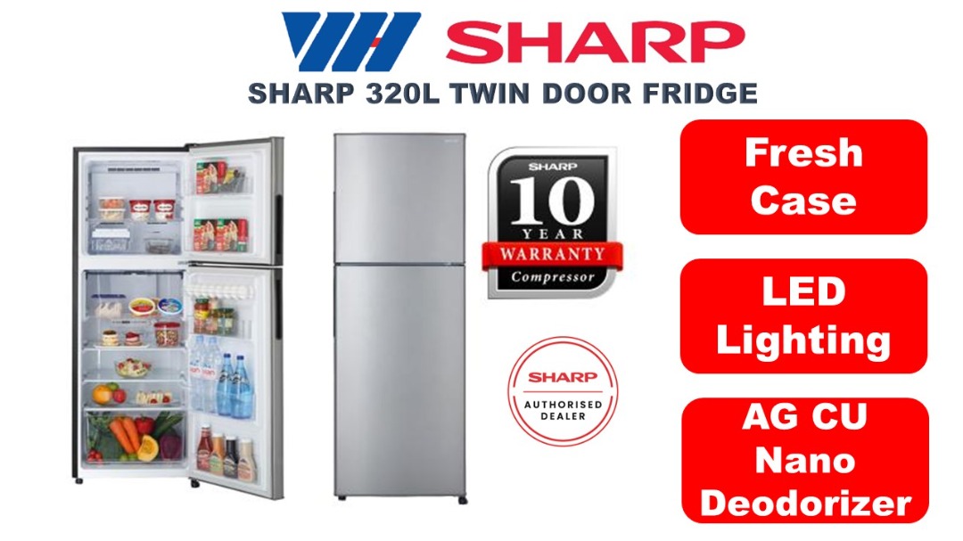Sharp Twin Door Fridge 280L, TV & Home Appliances, Kitchen Appliances, Refrigerators & Freezers ...