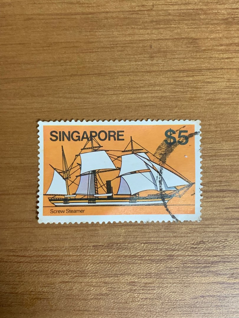 Singapore 1980 ship $5 high value stamp, Hobbies & Toys, Memorabilia ...