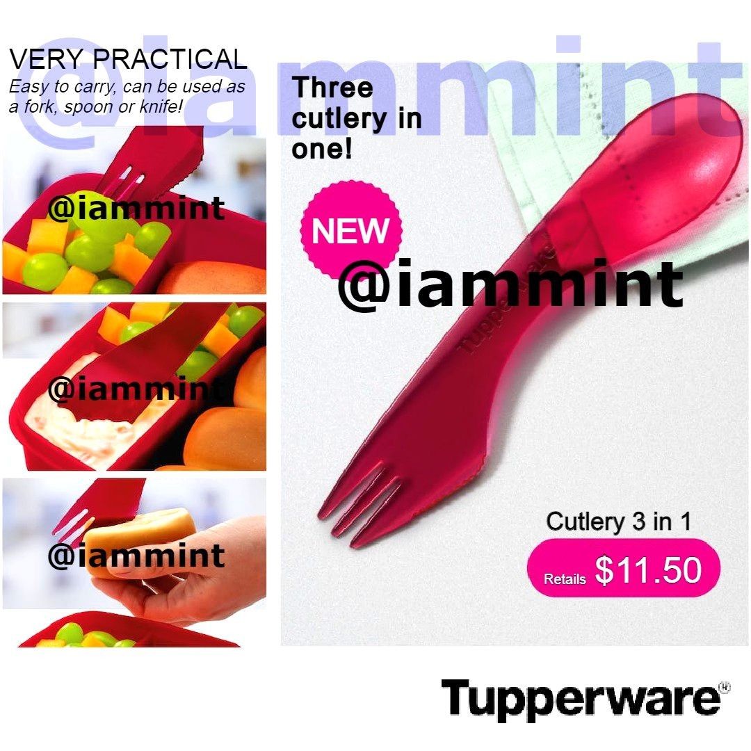 Tupperware 3 in 1 Reusable Travel Convenient Spoon, Fork and Knife ...