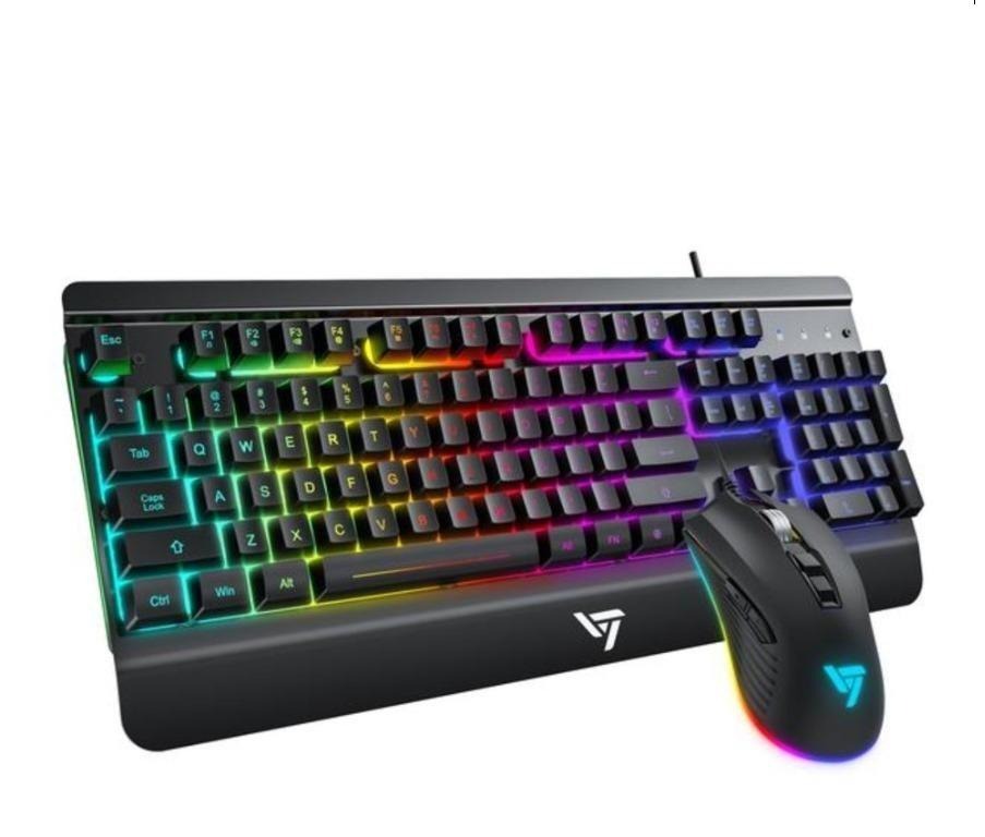 Victsing PC279A Wired Gaming Keyboard and Mouse Rainbow Backlit ...