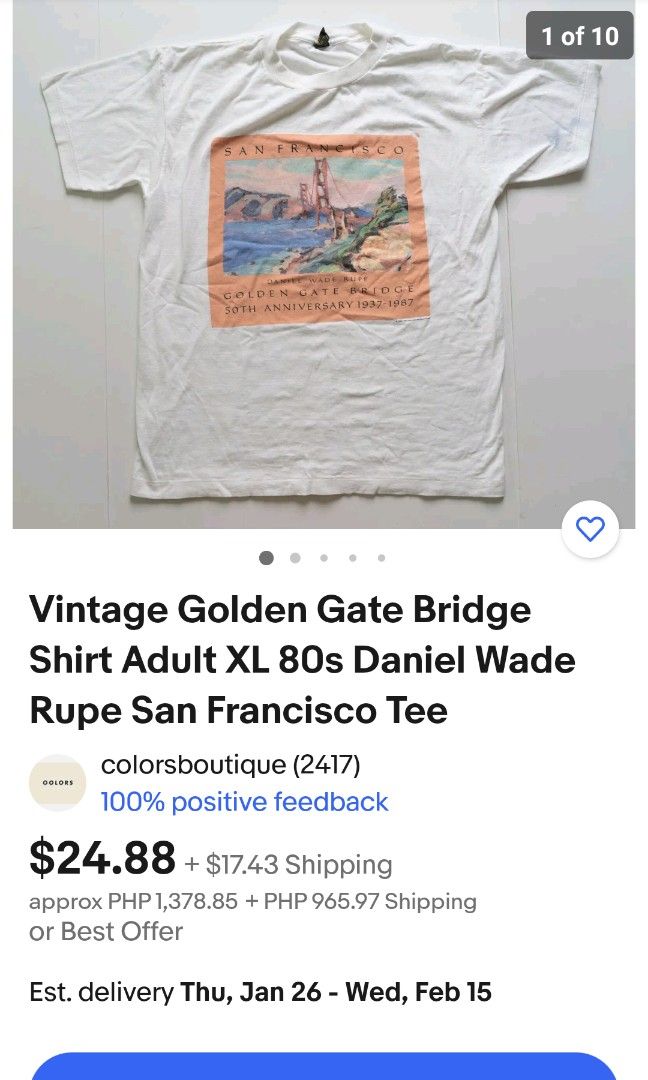 Vintage 1980s Golden Gate Bridge by Daniel Wade Rupe, Men's Fashion ...
