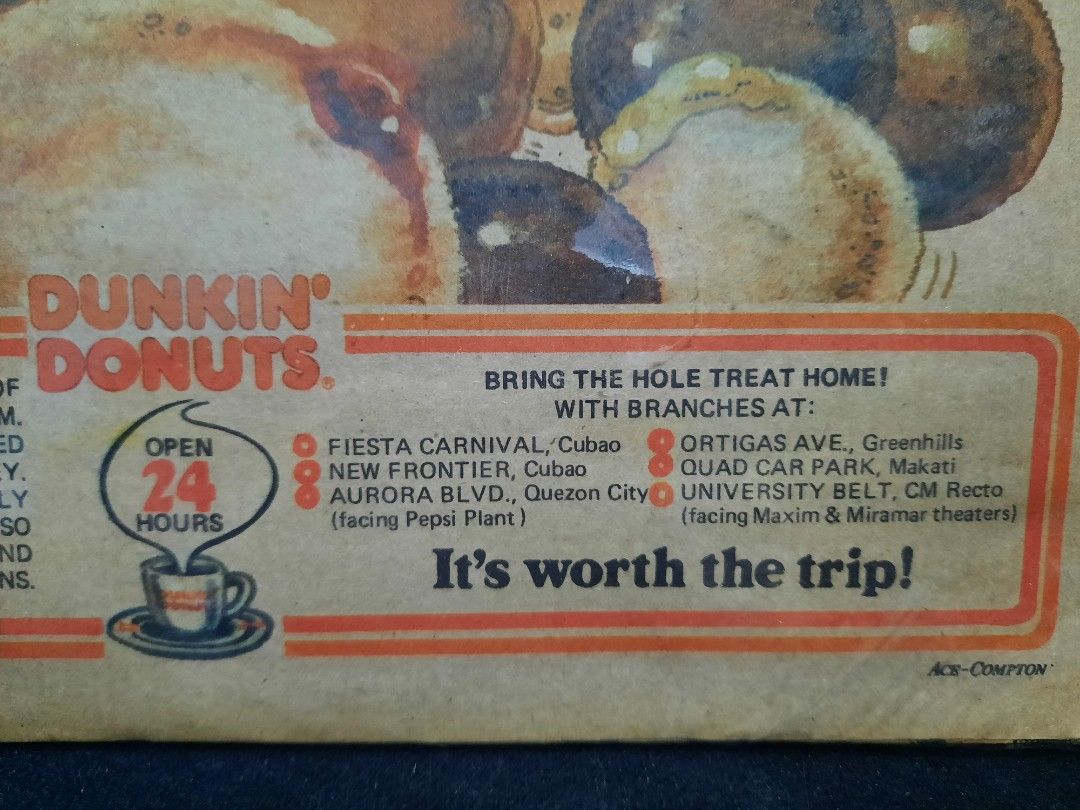 Vintage 1980's Dunkin' Donuts Munchkins Ads, Hobbies & Toys ...