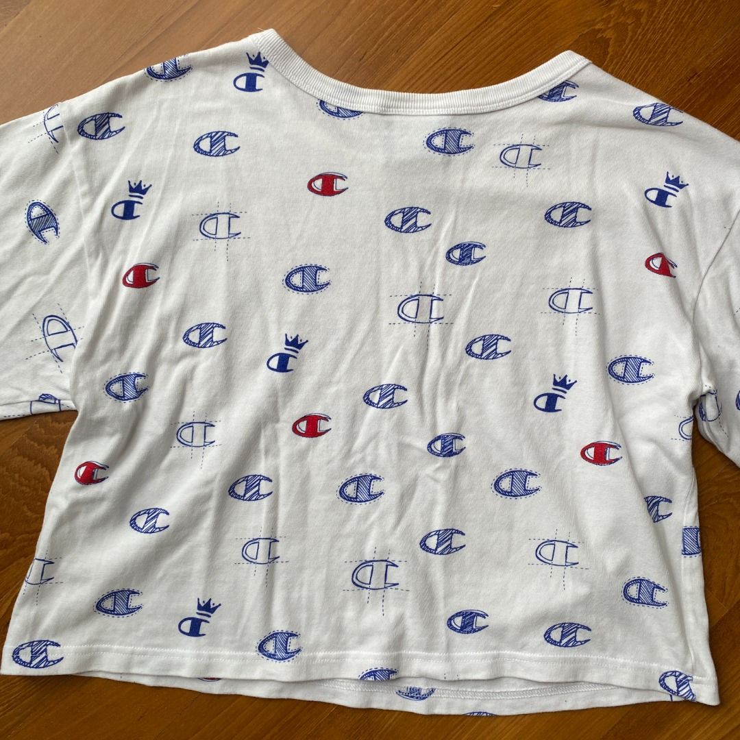 Vintage Champion Monogram Logo Boxy Crop Shirt, Women's Fashion, Tops ...