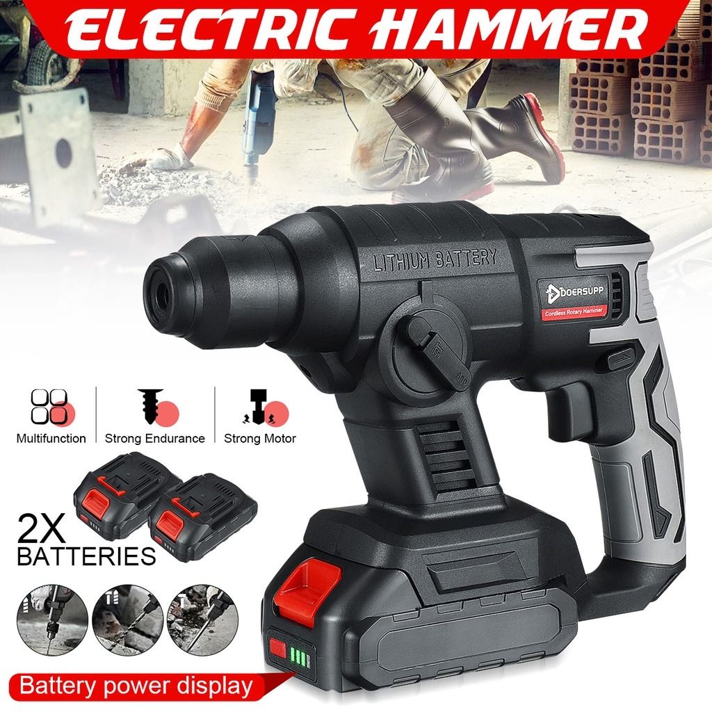 1000W Electric Rotary Hammer Cordless Rechargeable Multifunction Hammer ...