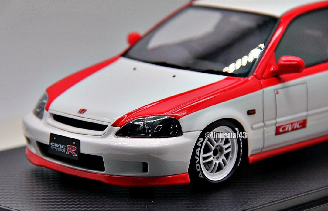 1/18 Ignition Model Honda Civic EK9 Type R White/Red, Hobbies & Toys ...