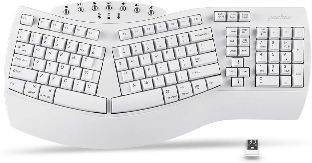3309) Perixx Periboard-612 Ergonomic Keyboard (Natural Ergonomic Layout ...