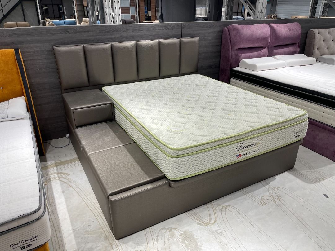 5 Feet Queen Size Storage Bed Frame with Side Compartment, Furniture ...