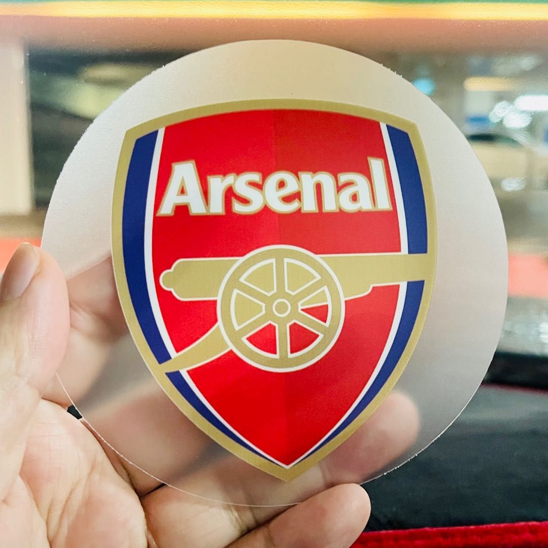 ARSENAL FC Shield on transparent Static Cling Car Decals . 11cm ...