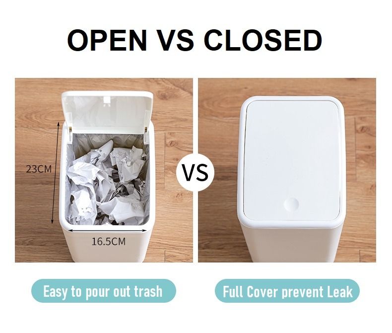 Beihe 13L Trash Bin Rubbish Bin Dustbin Home Office Bathroom Kitchen ...