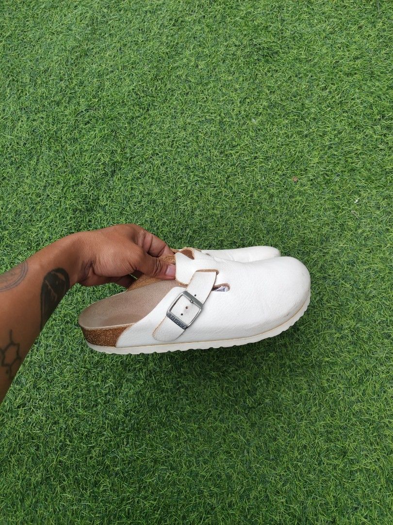 Birkenstock White Boston Clogs, Men's Fashion, Footwear, Slippers ...