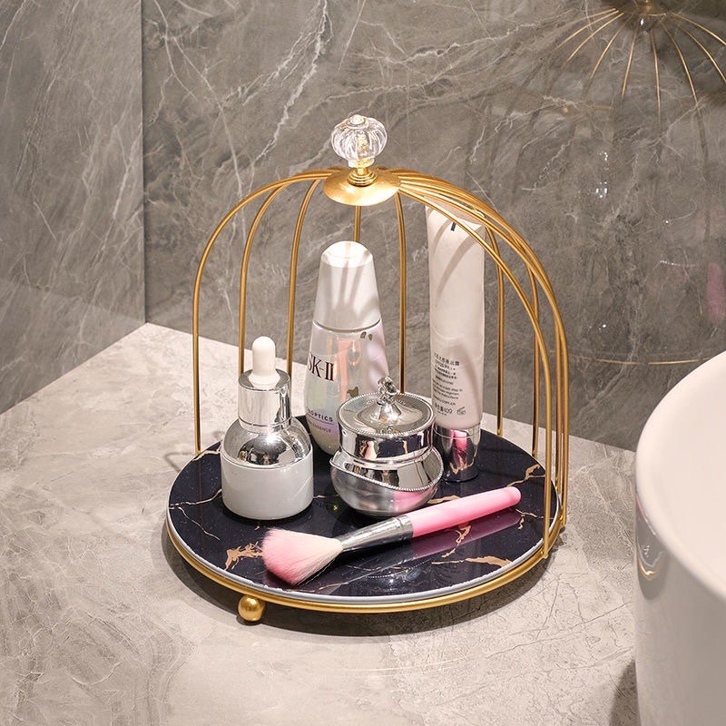 Black Marble Makeup Organizer Storage Display Rack/Cosmetic Box Shelf ...
