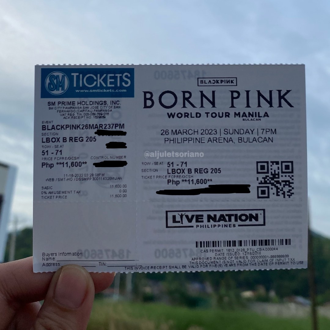 Bornpink Ticket Lbb Reg Sec 206 Row 51, Tickets & Vouchers, Event ...
