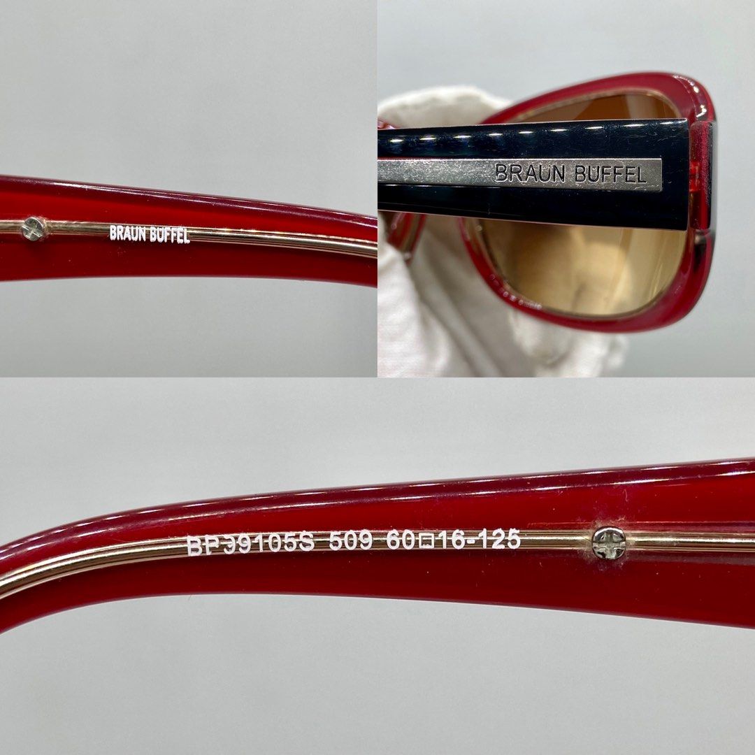 BRAUN BUFFEL RED AND BLACK SUNGLASS 227020315 -, Women's Fashion ...