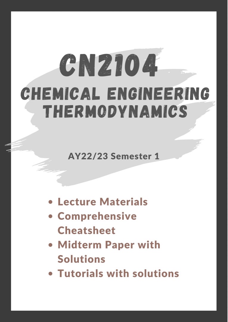 CN2104 Chemical Engineering Thermodynamics, Hobbies & Toys, Books & Magazines, Assessment Books ...