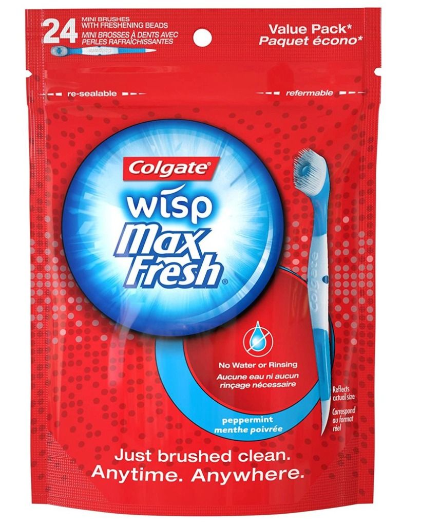 Colgate Max Fresh Wisp Disposable Mini Toothbrush, Peppermint - 24 ...