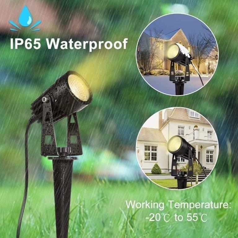 ECOWHO Garden Lights Mains BS Plug Extendable Outdoor Spotlights 21m ...