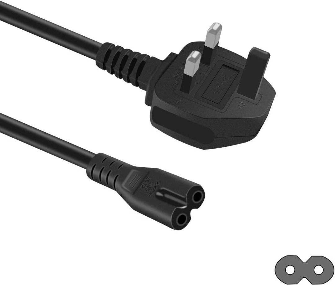 Figure 8 AC Power Cable, aifulo IEC C7 Mains Power Lead, 2 Pin ...