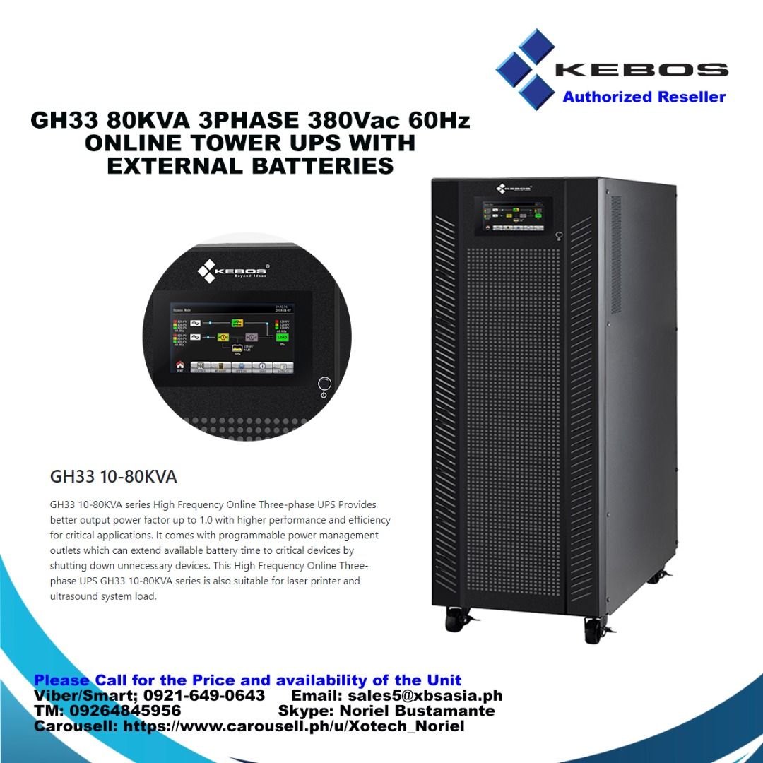 GH33 80KVA 3PHASE 380Vac 60Hz ONLINE TOWER UPS WITH EXTERNAL BATTERIES ...