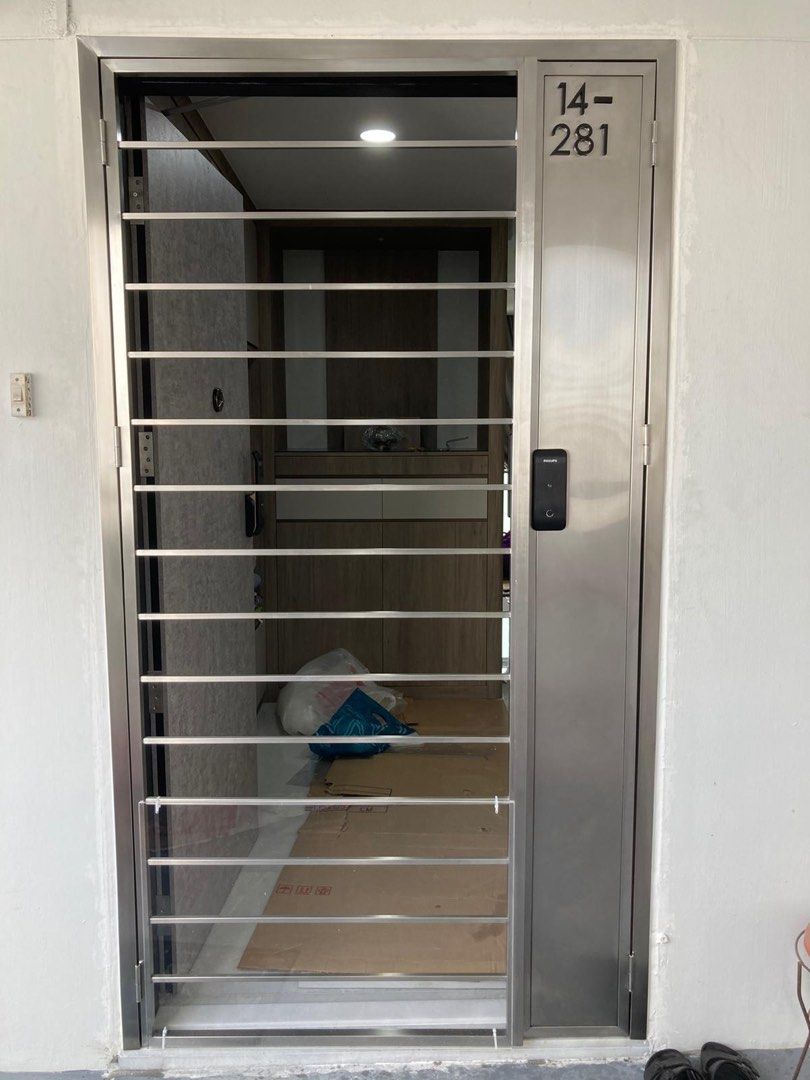 HDB stainless steel gate, Furniture & Home Living, Security & Locks ...