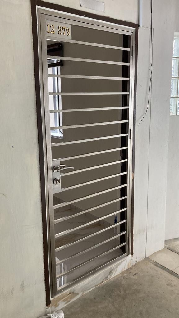 HDB stainless steel gate, Furniture & Home Living, Security & Locks ...