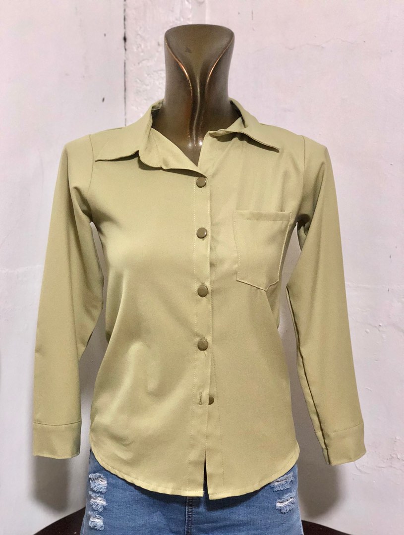 HTP Longsleeve Polo Avocado Color, Women's Fashion, Tops, Longsleeves ...