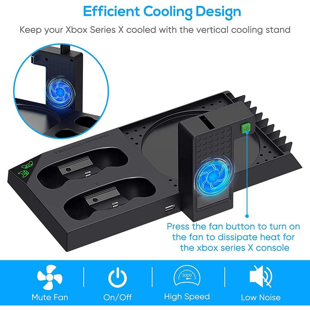 Ipega Vertical Stand for Xbox Series X with Cooling Fan, Charging ...