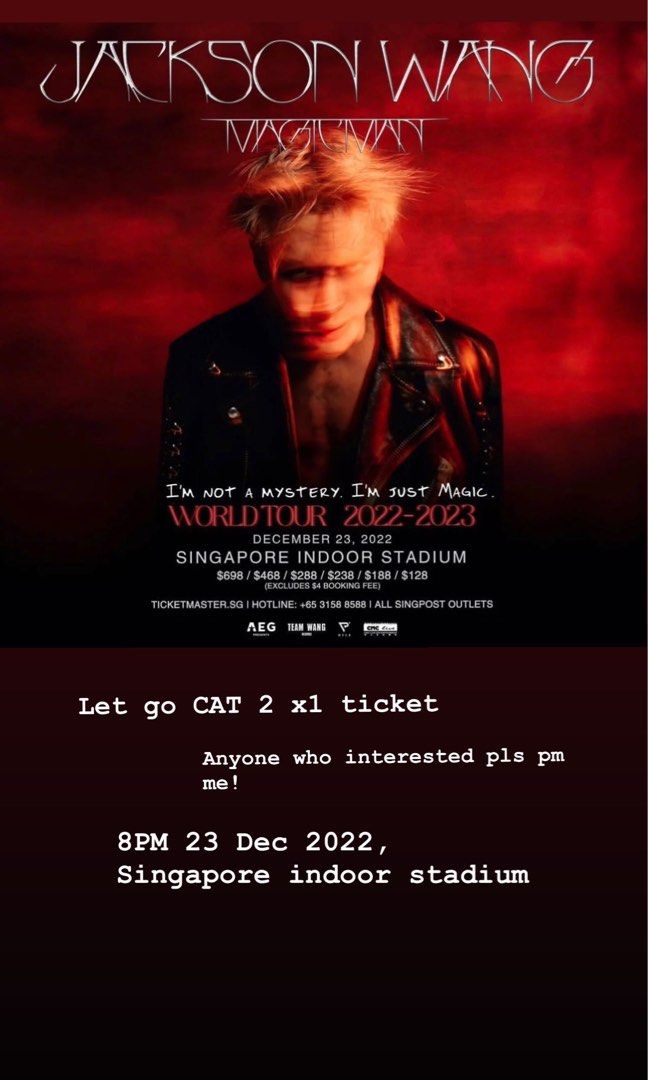 Jackson Wang Concert Ticket, Tickets & Vouchers, Event Tickets on Carousell