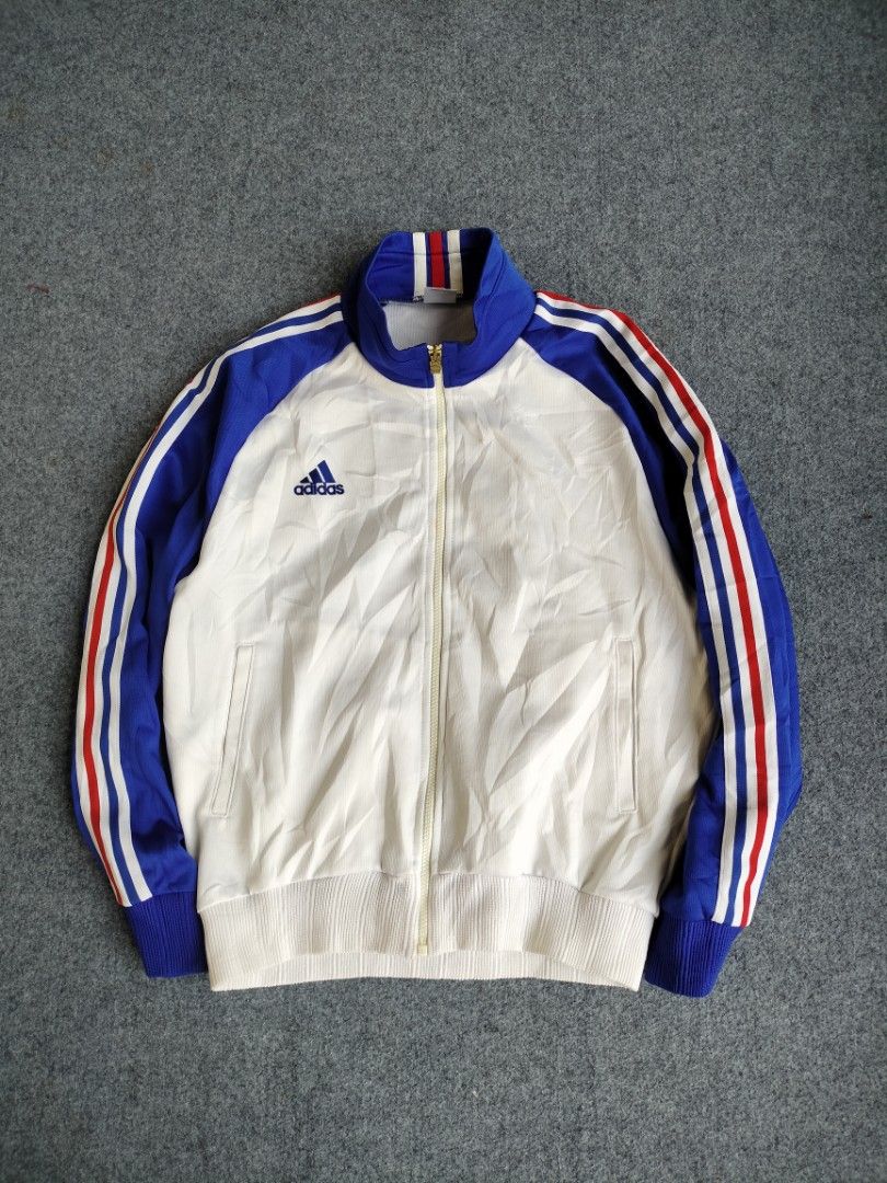 Jaket Tracktop Adidas Vintage Descente, Fesyen Pria, Pakaian , Atasan di Carousell
